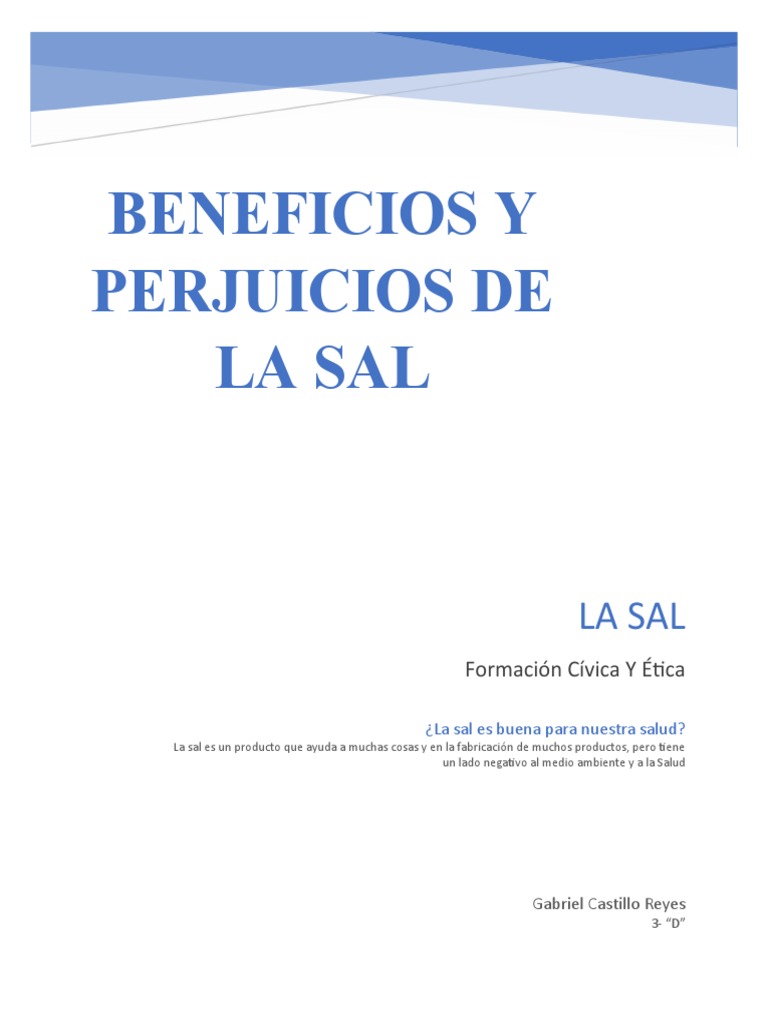 Beneficios Y Perjuicios de La Sal | PDF | sal | Edema
