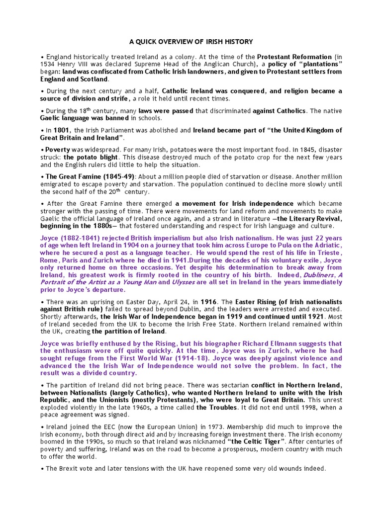 A Quick Overview of Irish History | PDF | Ireland | Northern Ireland