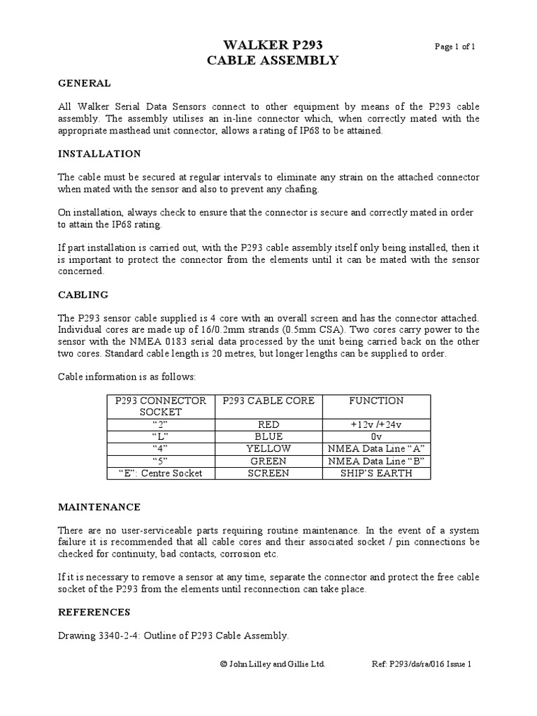 DS-01 - P293 Data Sheet Issue 1 | PDF