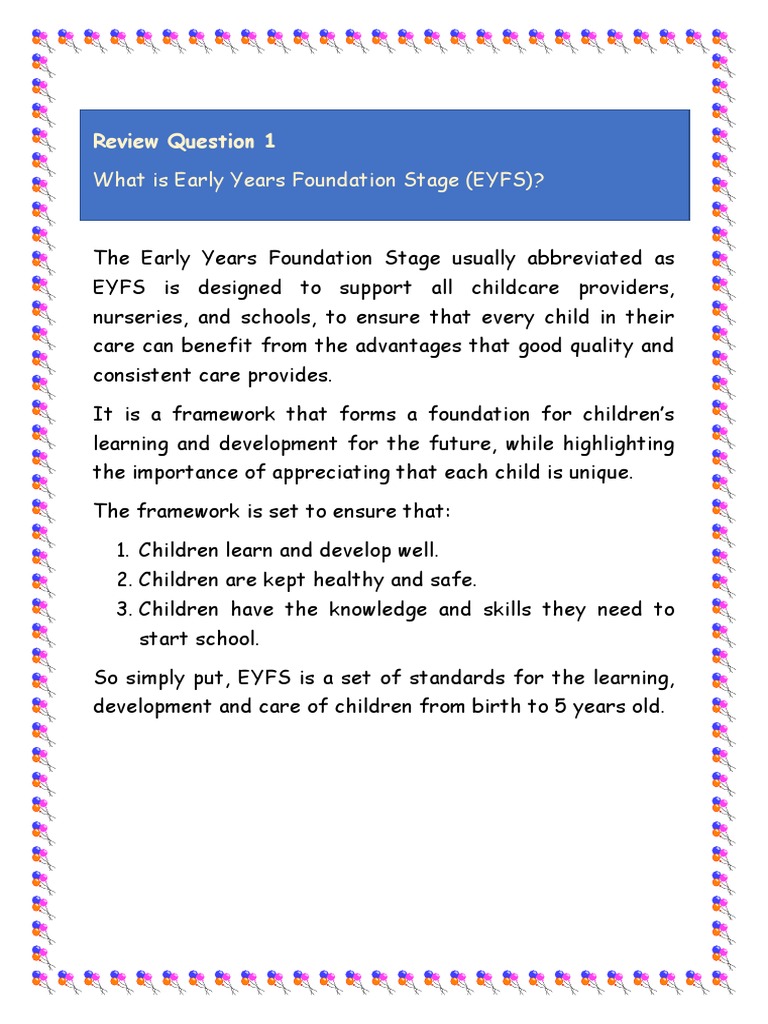 Early Years Foundation Stage - Module 1 | PDF | Learning | Preschool