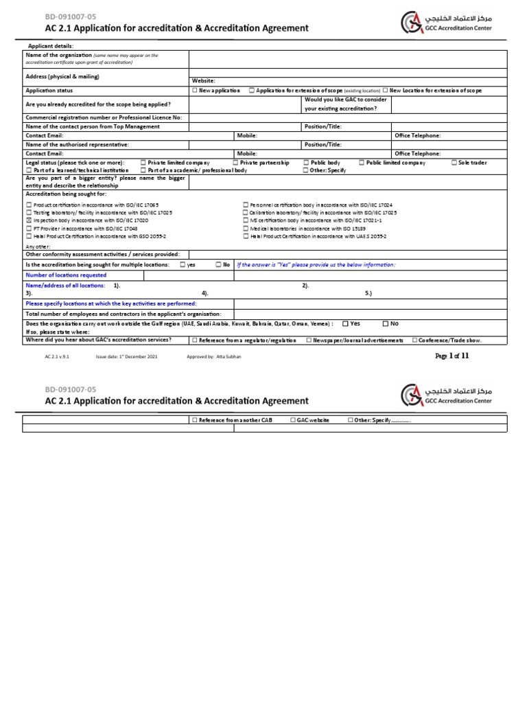 AC 2.1 Application Form and Accreditation Agreement V9.1 | PDF ...