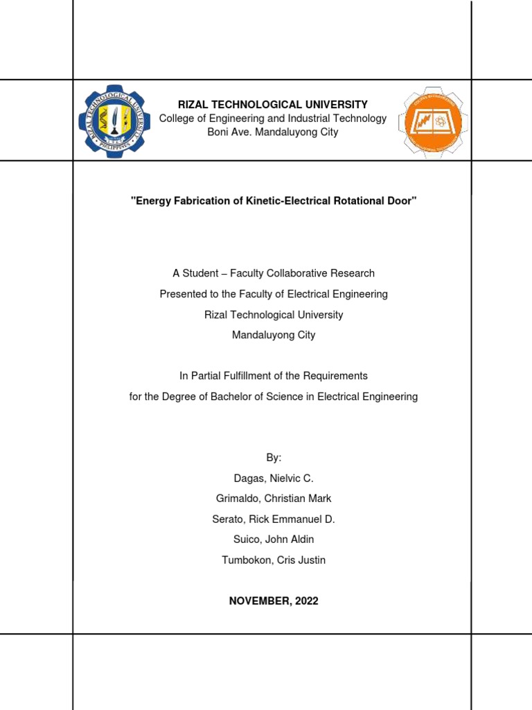Kinetic Energy Harvesting via Rotational Door | PDF | Electric Motor ...
