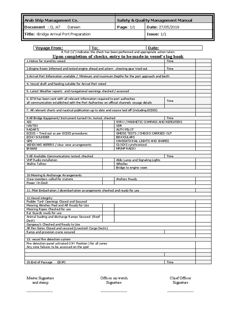 Arrival Check List - Dareen | PDF