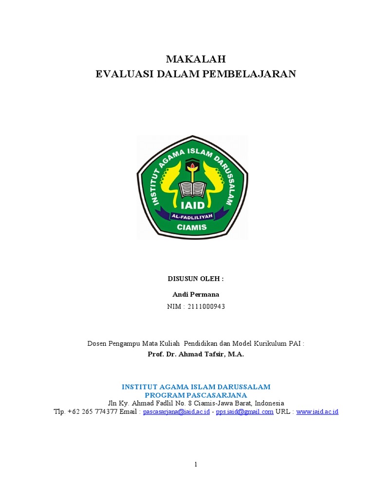 Andi Permana - Evaluasi Pembelajaran | PDF