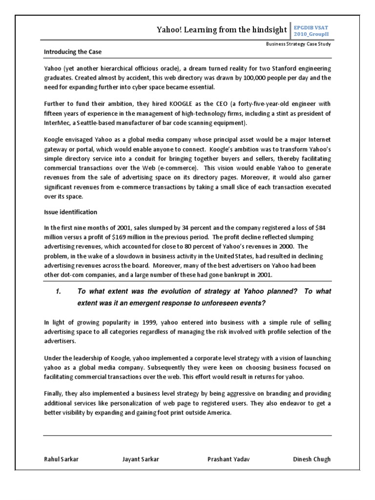 Yahoo Case Study | PDF | Yahoo! | Strategic Management