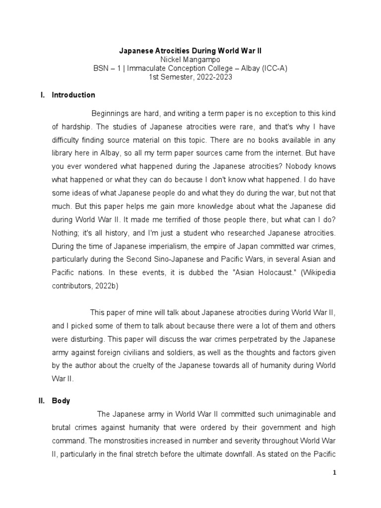 Japanese Atrocities During World War II | PDF | World War II ...