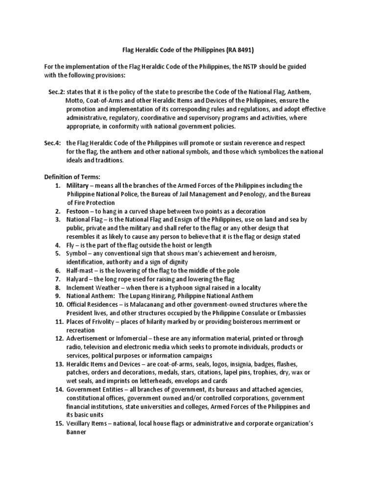 Flag Heraldic Code of The Philippines | PDF | Flag | Heraldry