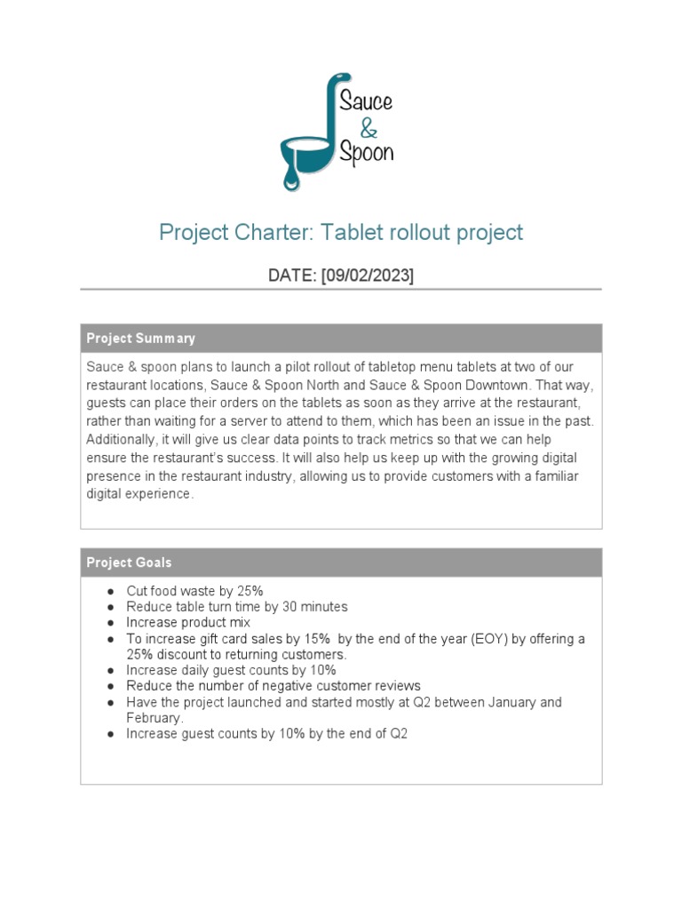 EricTemplate - Project Charter | PDF | Point Of Sale | Business