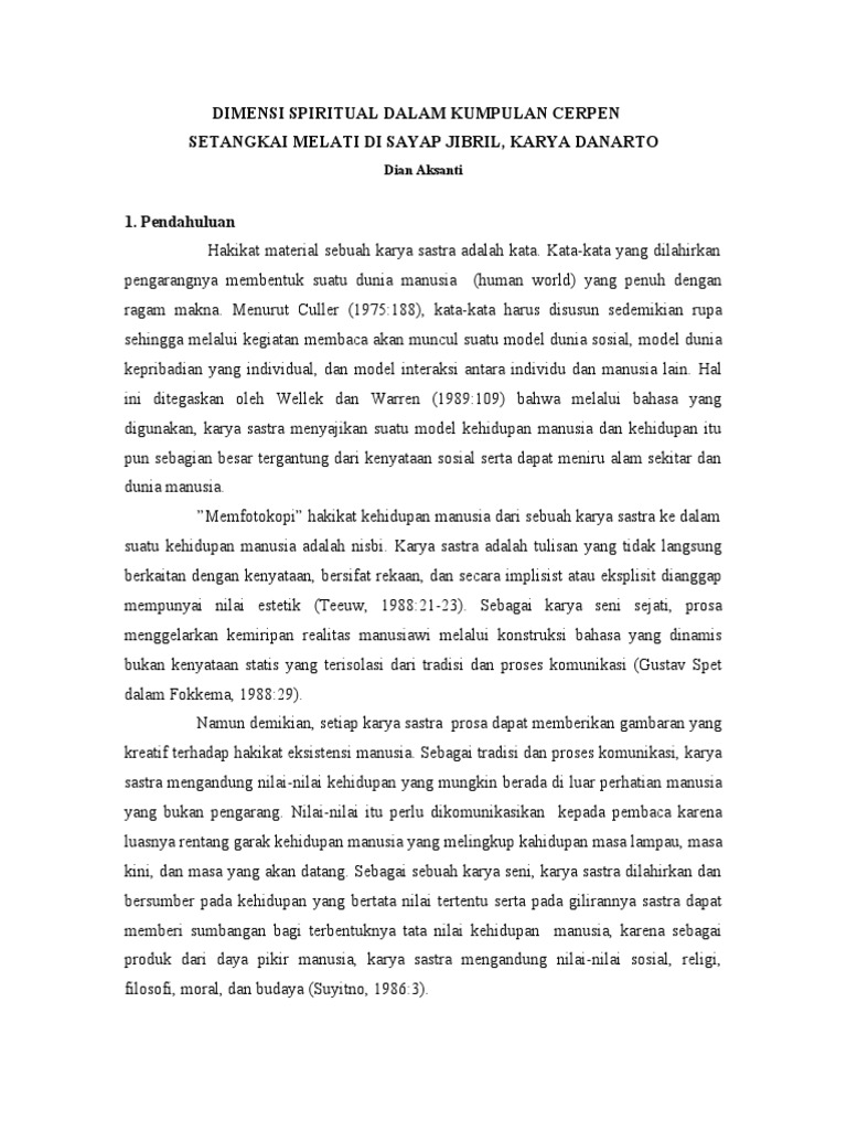 Dimensi Spiritual Dalam Kumpulan Cerpen | PDF | Fiksi Umum