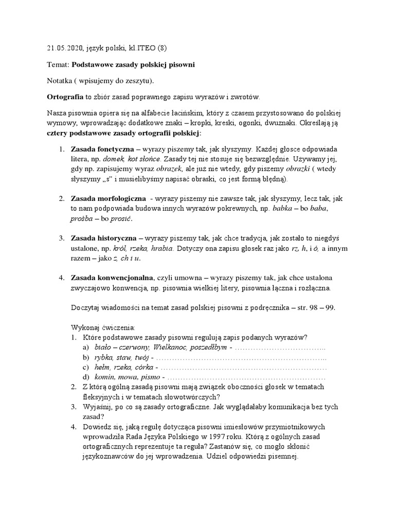 21.05.2020 Jezyk Polski KL - Ite 1590096369 | PDF