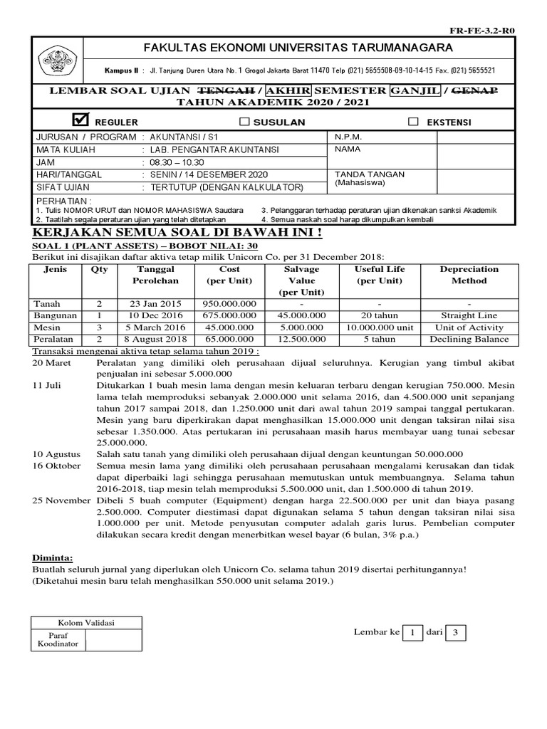 Uas - Lab Pengantar Akuntansi - Ay-Gy | PDF