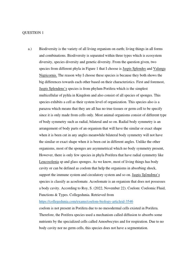 Assignment Draft Sb025 | PDF | Organisms | Zoology