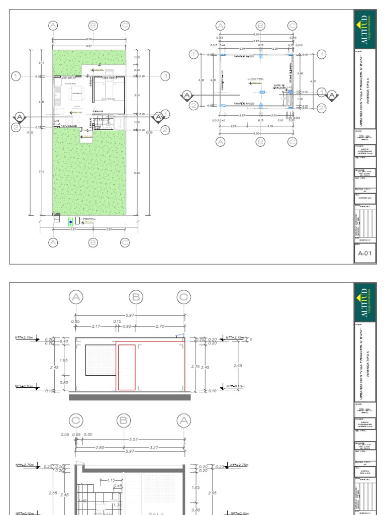 Planos - Proyecto Villa Primavera (Vivienda Tipo A) | PDF | Fundación (Ingeniería) | Diseño