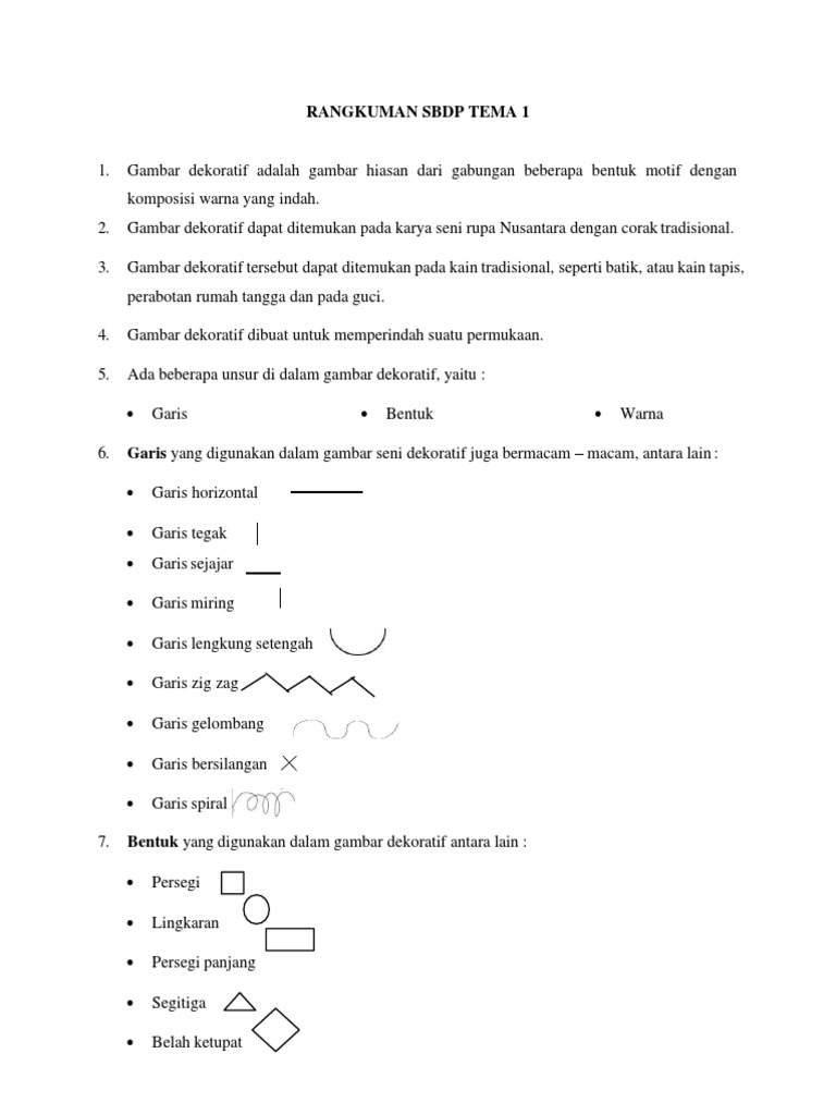 Rangkuman SBDP Tema 1 Fix KD 3.1 | PDF