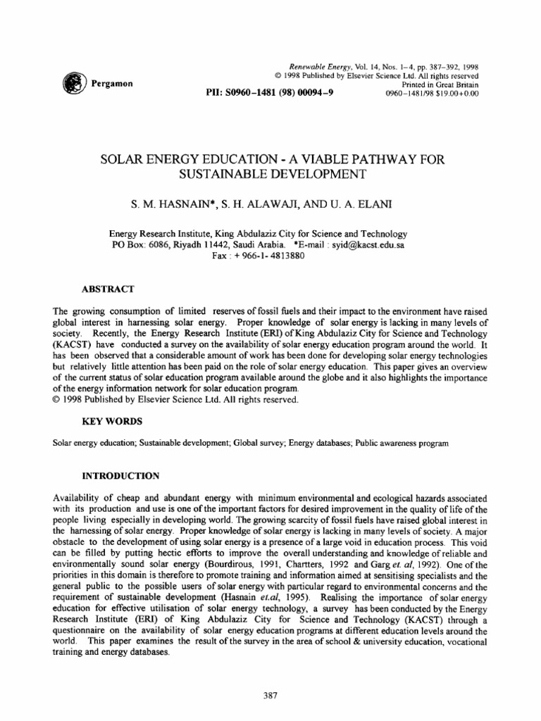 Solar Energy Education | PDF | Renewable Energy | Postgraduate Education