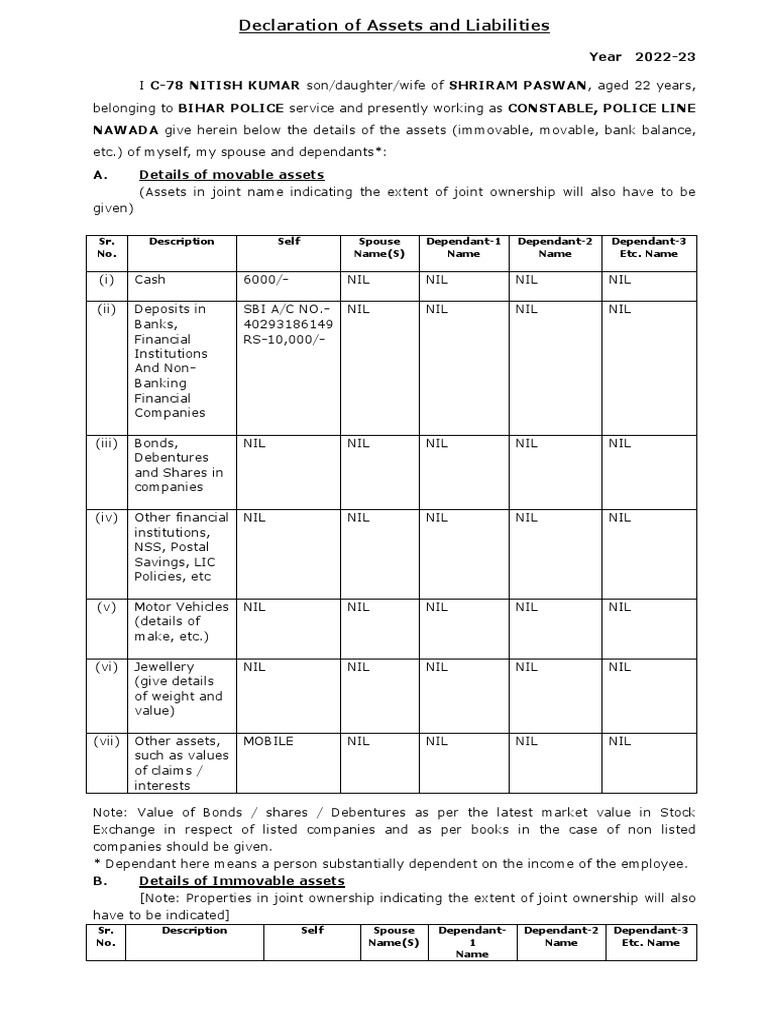 Declare Your Assets | PDF | Ownership | Banks