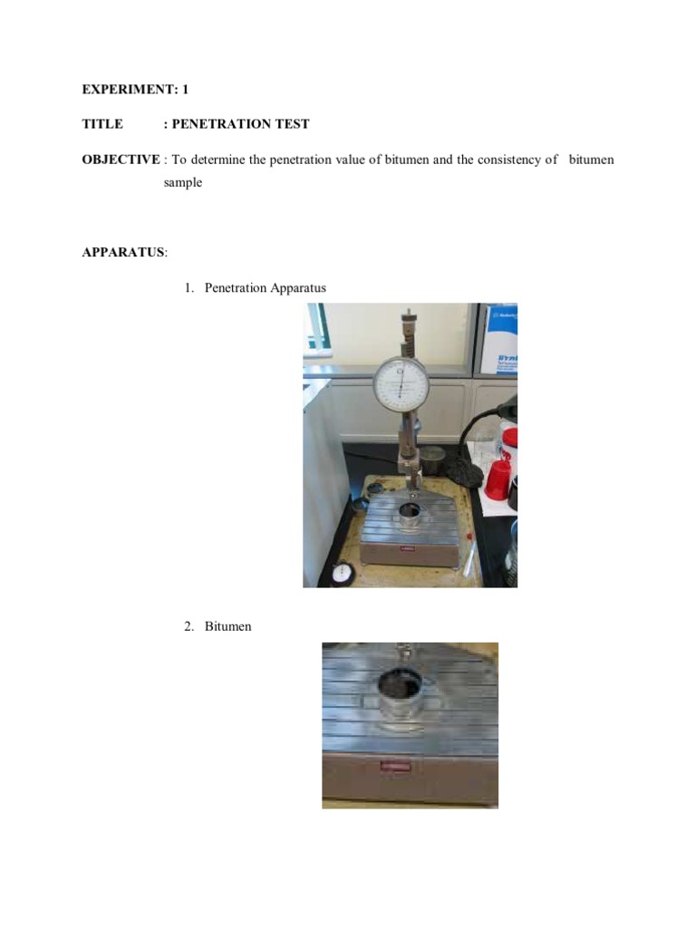 Bitumen Penetration Test Report | PDF | Asphalt | Road Surface