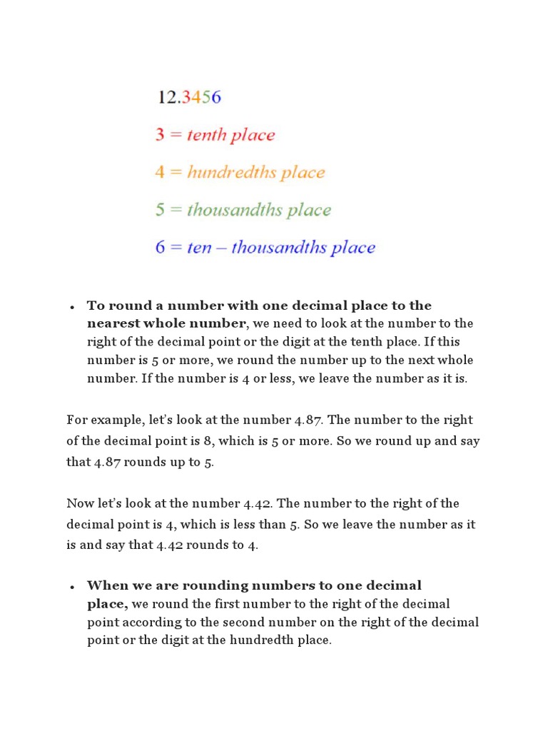 How To Round Up A Number To One Decimal Place? | PDF