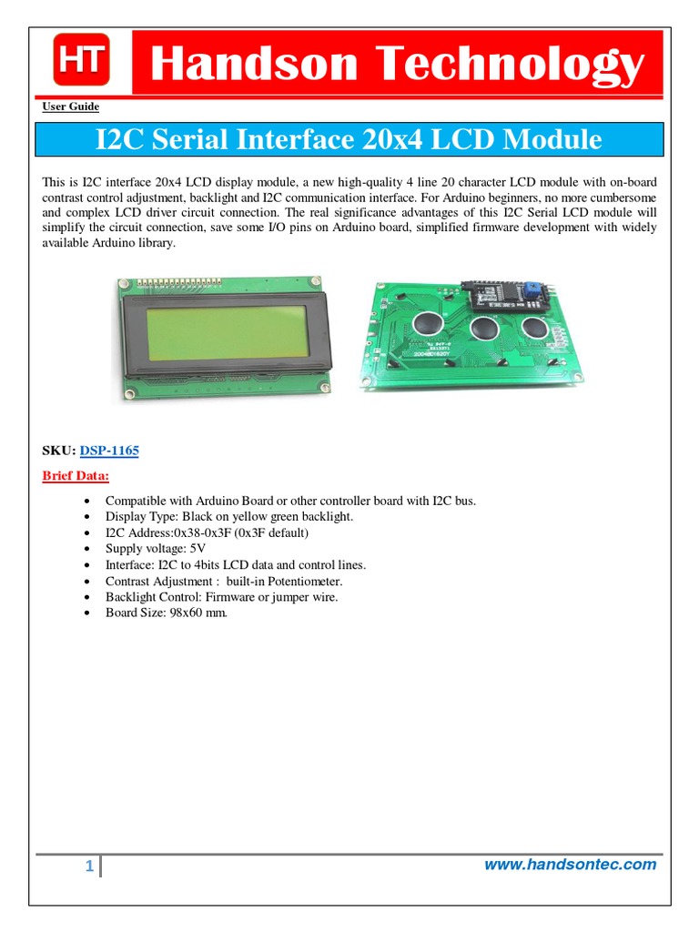 I2c 2004 LCD | PDF | Arduino | Liquid Crystal Display
