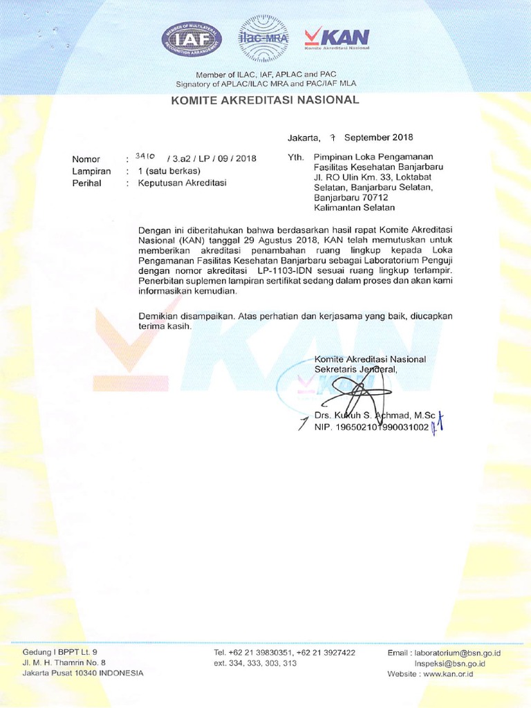 Sertifikat Akreditasi KAN | PDF