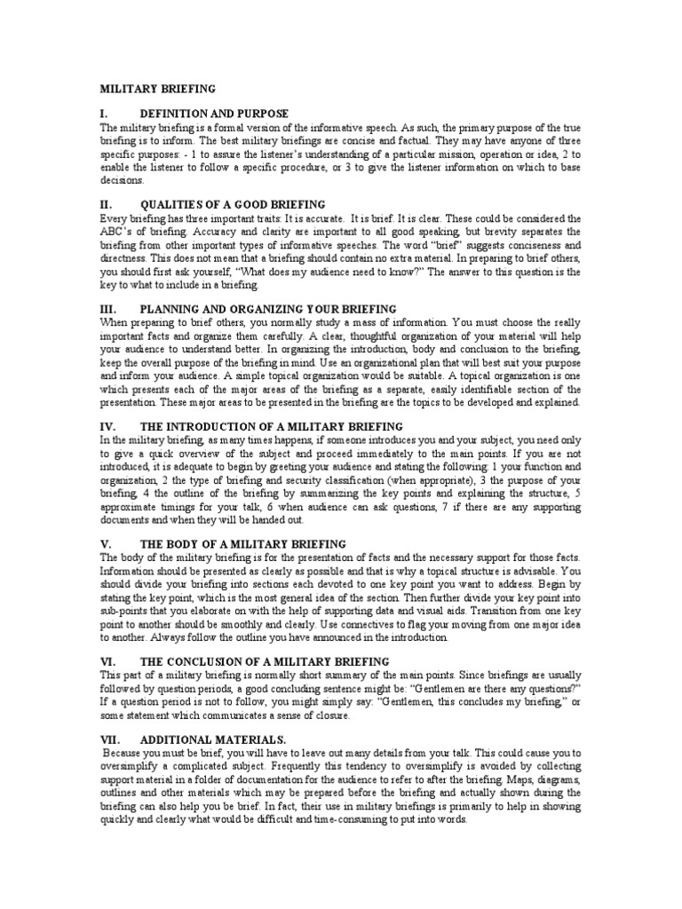 Military Briefing | PDF | Nonverbal Communication | Cognition