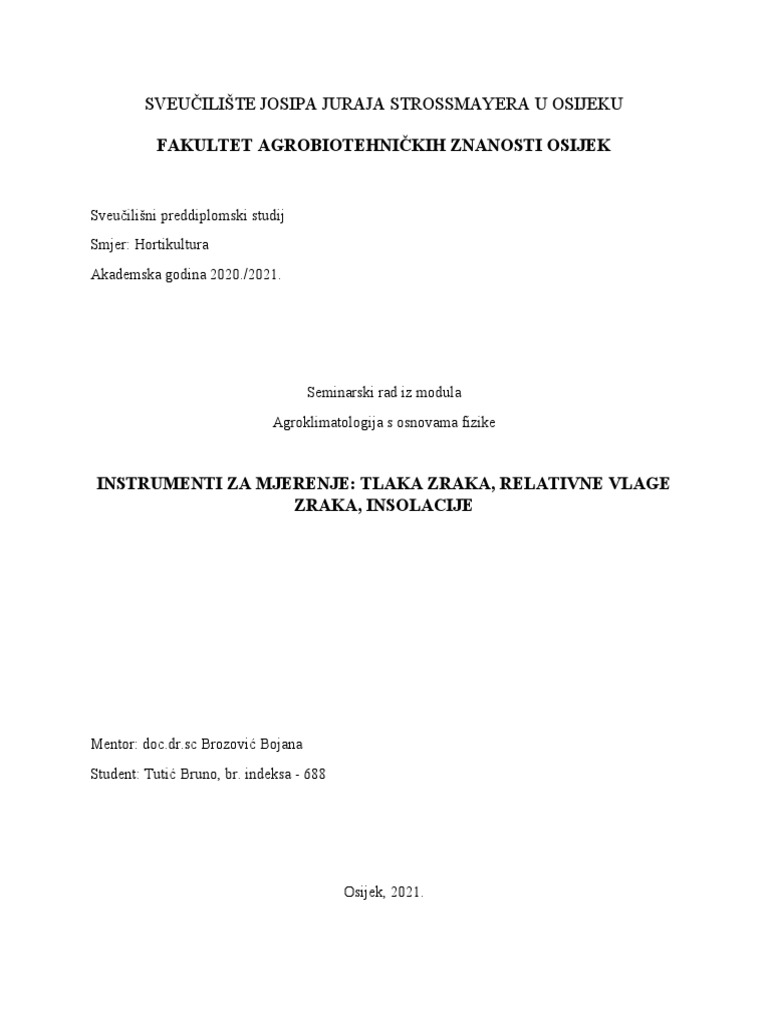 Instrumenti Za Mjerenje - Bruno Tutić | PDF
