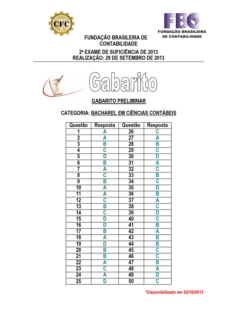 CFC 2013-2 Gabarito | PDF