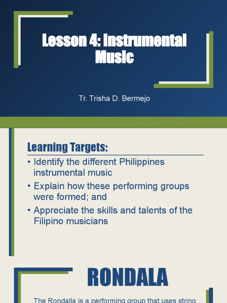 Lesson 4 - Instrumental Music | PDF | String Instruments | Guitars