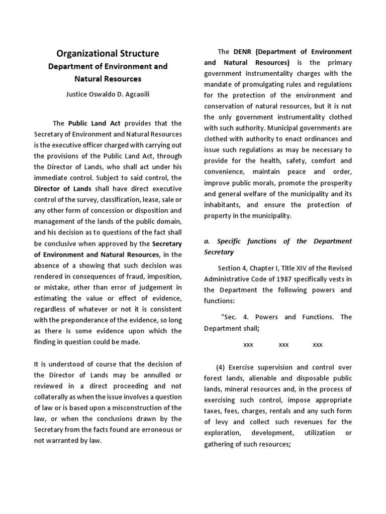 DENR Organizational Structure Overview | PDF | Justice | Crime & Violence