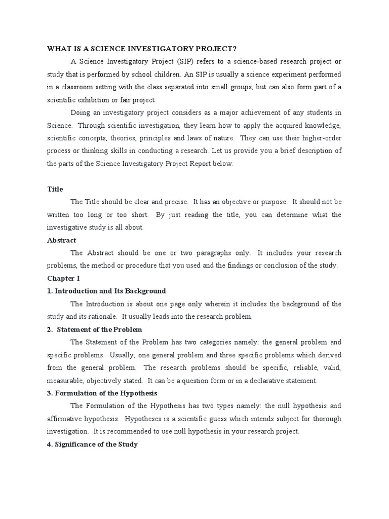 What Is A Science Investigatory Project | PDF | Scientific Method ...