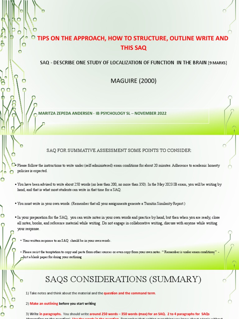 2022 Nov Presentation-Tips On Writing SAQ Localization of Function-Maguire 2000 | PDF | Function ...