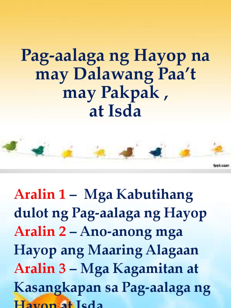 Agri M4 Pag-Aalaga NG Hayop Na May Dalawang Paa at Pakpak, at Isda | PDF