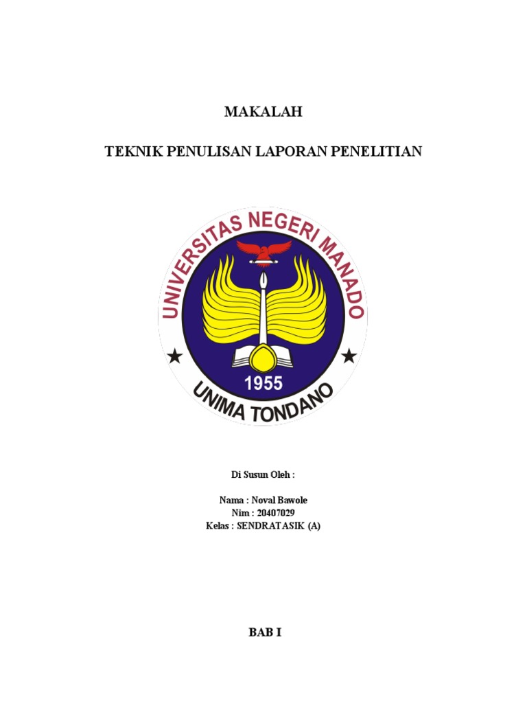 Contoh MAKALAH TEKNIK PENULISAN LAPORAN PENELITIAN | PDF