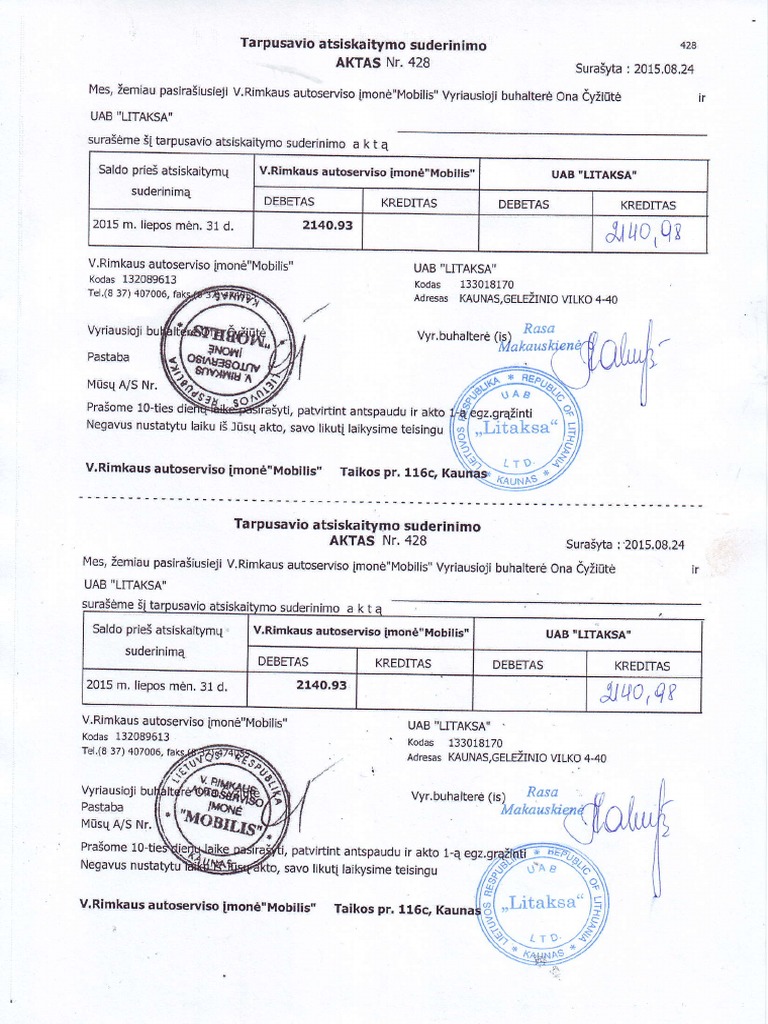 Mobilis Suderinimo Aktas | PDF