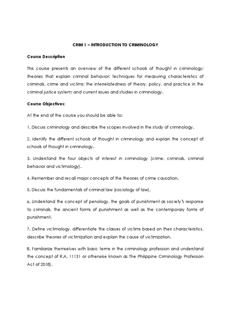 Introduction To Criminology | PDF | Criminology | Crimes