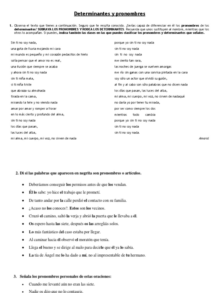 Pronombres y Determinantes | PDF | Adverbio | Lingüística