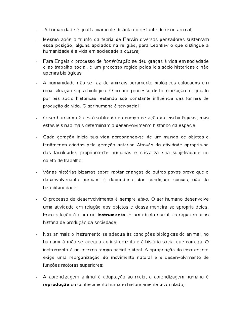 O Homem e A Cultura - Leontiev | PDF | Humano | Sociologia