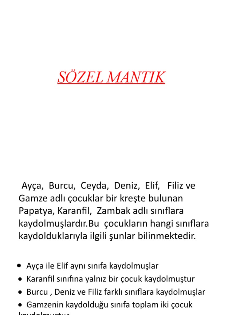 Sözel Mantik 1 | PDF