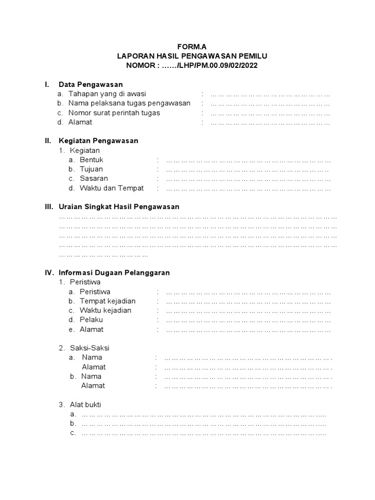 Form A LHP Pengawasan | PDF