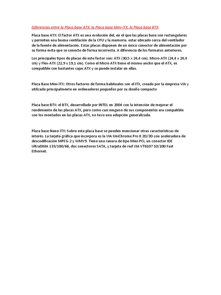 Diferencias entre los formatos de placas base más comunes: ATX, Mini ...