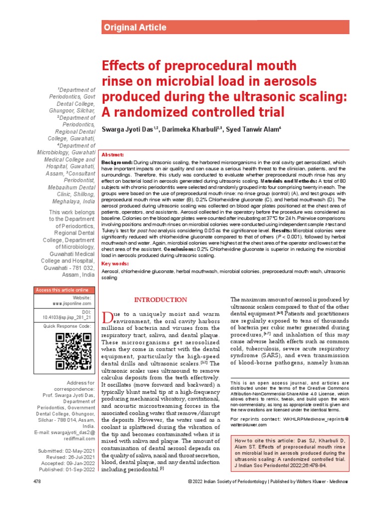 Effects of Preprocedural Mouth Rinse On Microbial.12 | PDF ...