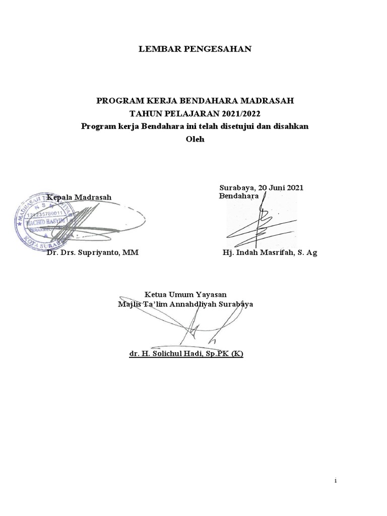 Program-kerja-Bendahara - 2021-2022 | PDF