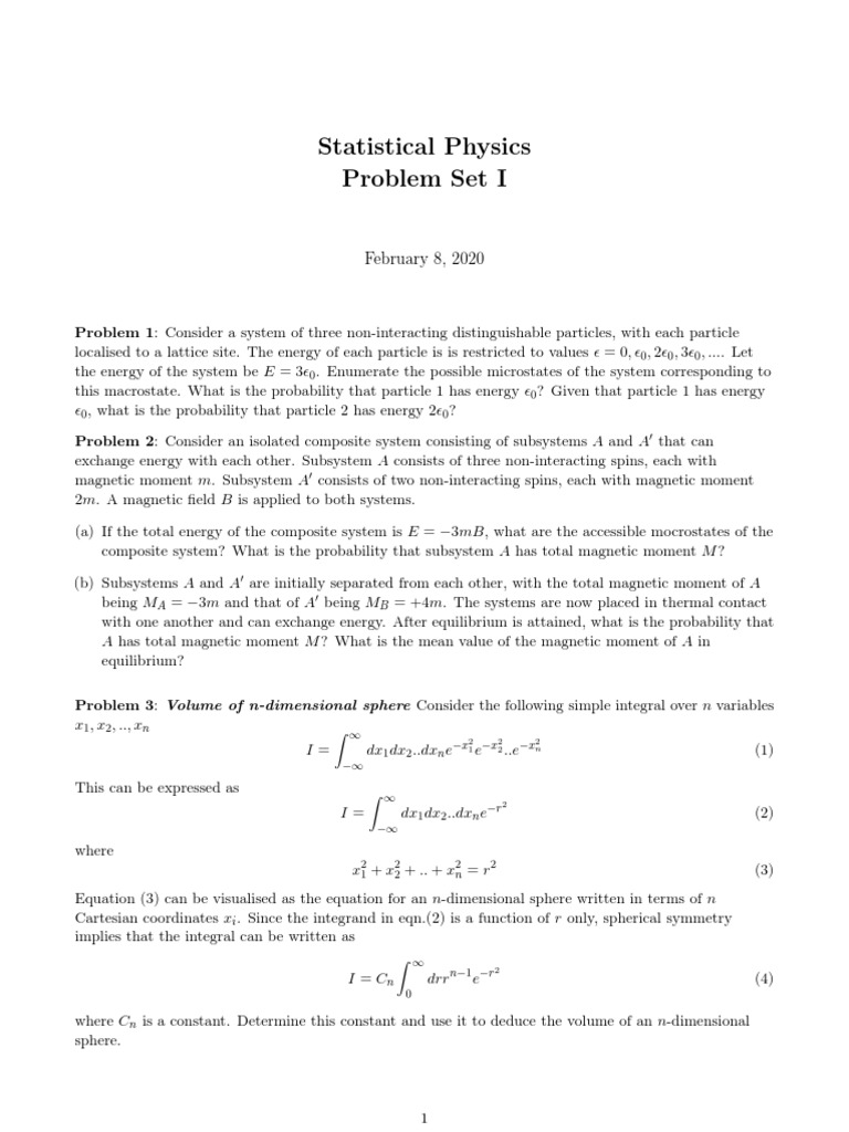 Problems Set 1 | PDF | Temperature | Entropy Problems Set 1 | PDF | Temperature | Entropy