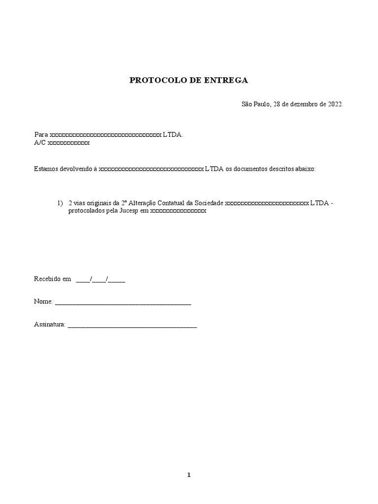 Protocolo de Entrega de Documentos | PDF