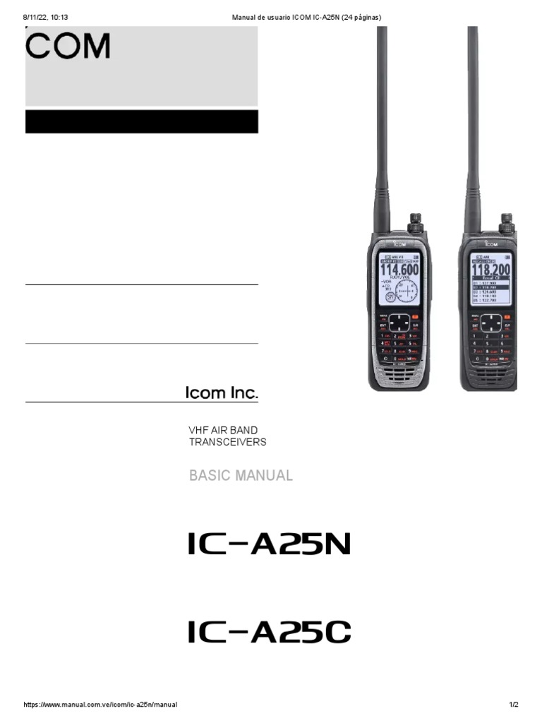 Manual de Usuario ICOM IC-A25N (24 Páginas) | PDF