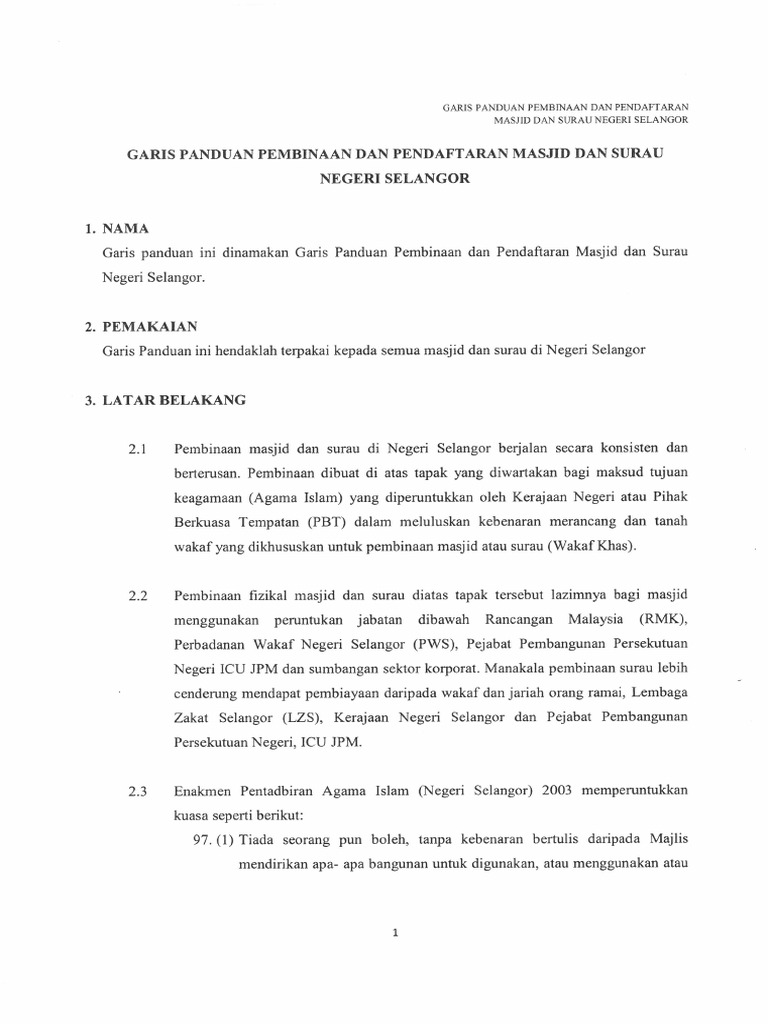 Garis Panduan Pembinaan Dan Pendaftaran Masjid Dan Surau Negeri ... Garis Panduan Pembinaan Dan Pendaftaran Masjid Dan Surau Negeri ...