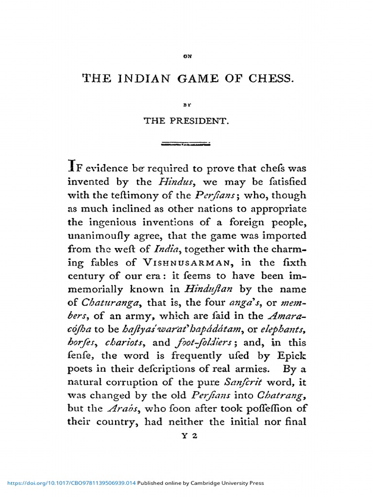 On The Indian Game of Chess | PDF | Chess | Traditional Games