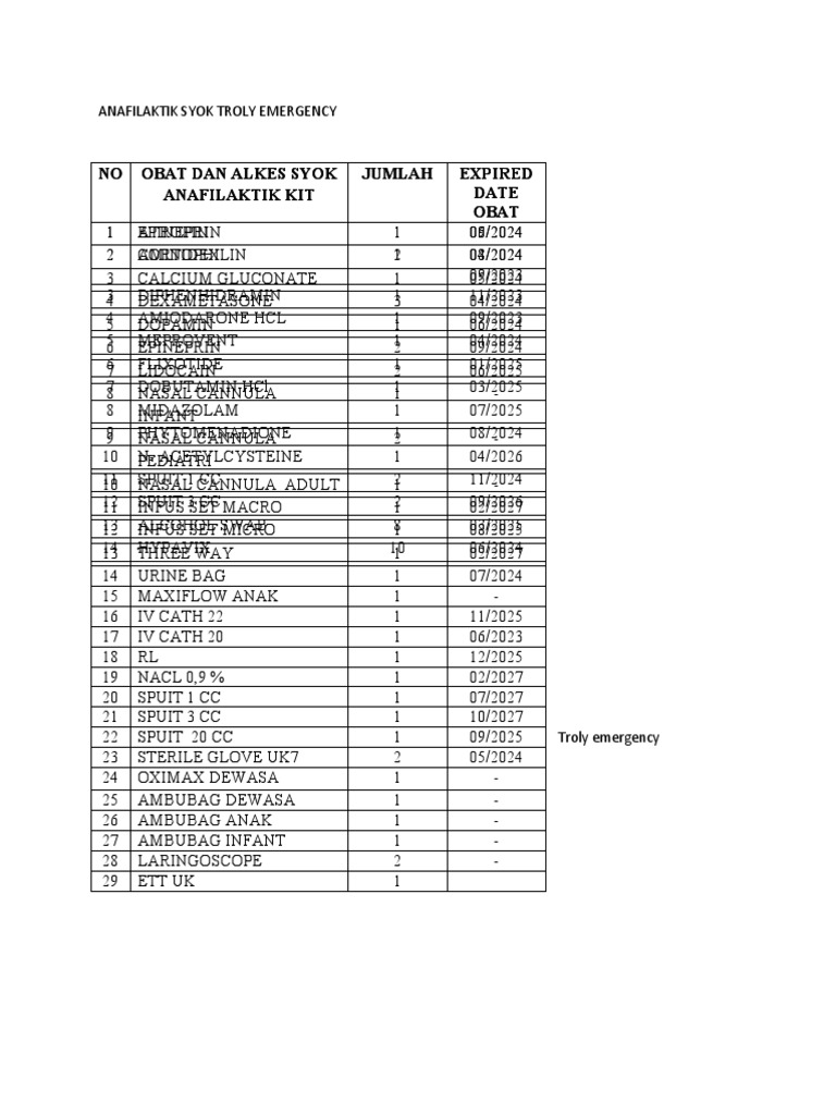 Anak Anafilaktik Syok Kit Obat | PDF | Intravenous Therapy | Drugs
