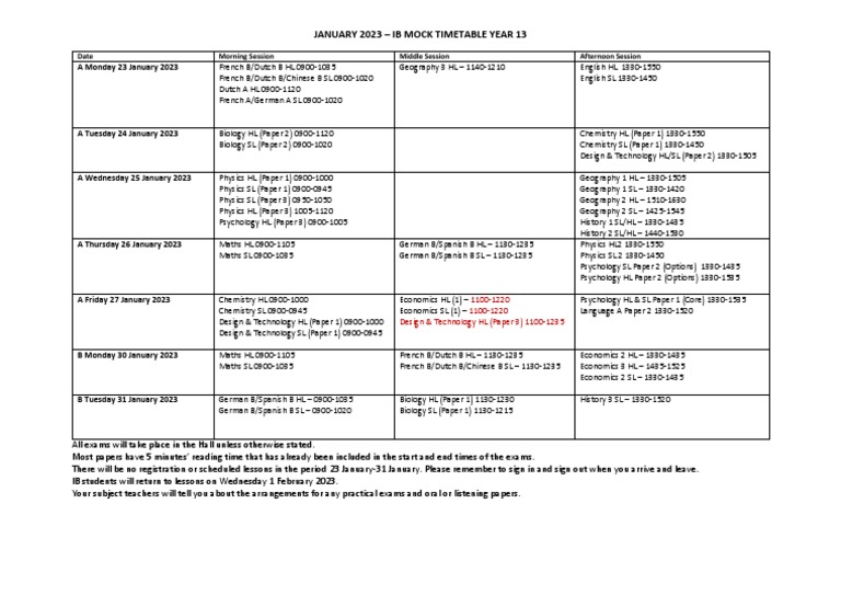 IB MOCK TIMETABLE JANUARY 2023__732154bc-3806-4434-b8d6-f57cc03640e4 | PDF
