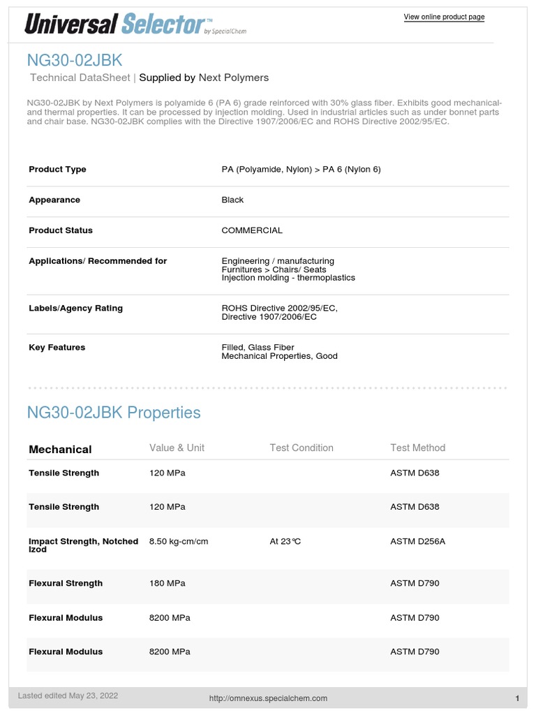 NG30-02JBK - Next Polymers | PDF | Fibers | Nylon